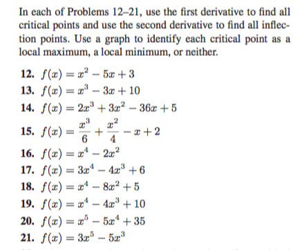 Solved In each of Problems 12-21, use the first derivative | Chegg.com