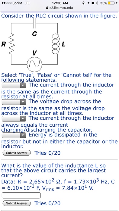 Solved Consider the RLC circuit shown in the figure. Select | Chegg.com