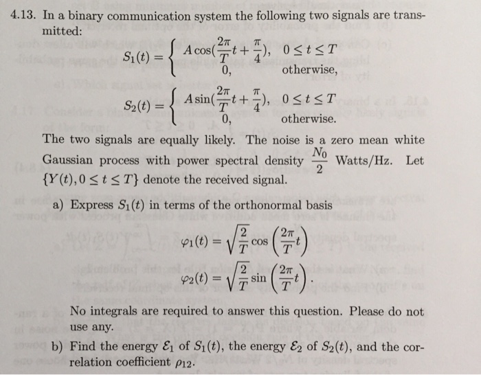 Solved In a binary communication system the following two | Chegg.com