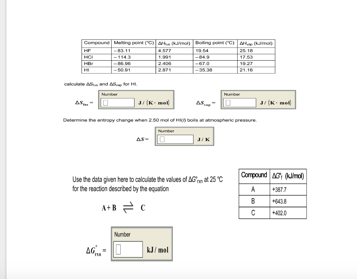 Solved calculate Delta S_fus and Delta S_vap for HI. | Chegg.com