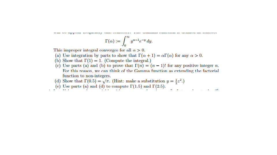 Solved Gamma (alpha): = integral_0^infinity y^infinity-1 | Chegg.com