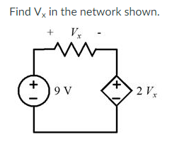 Solved Find Vx in the network shown. 9 V | Chegg.com