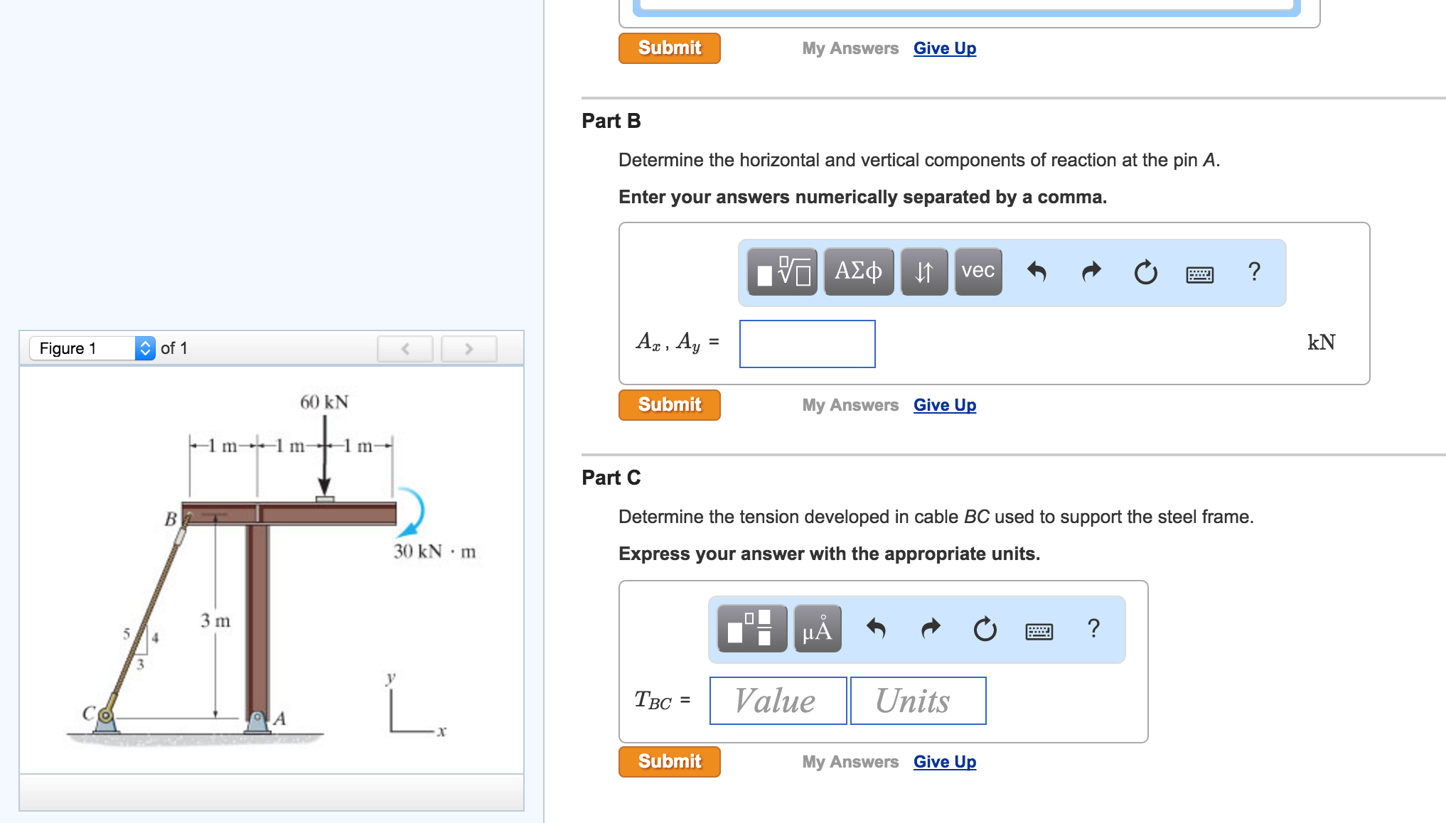 Solved Determine The Horizontal And Vertical Components Of