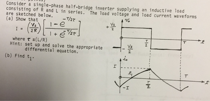 Solved Consider a single-phase half-bridge inverter | Chegg.com
