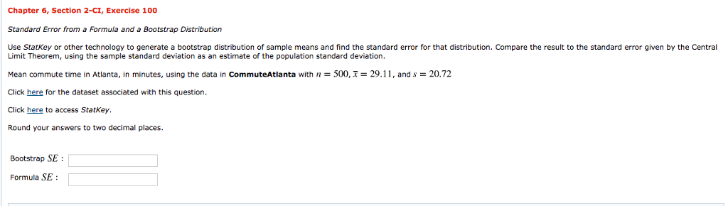 Solved Chapter 6, Section 2-CI, Exercise 100 Standard Error | Chegg.com
