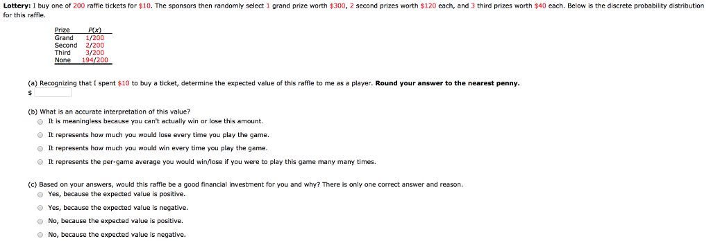 Solved Lottery: buy one of 20 for this raffle. raffle | Chegg.com