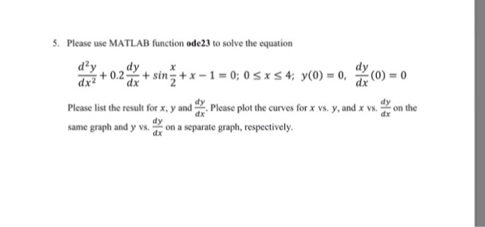 Solved Use MATLAB function ode23 to solve the equation | Chegg.com