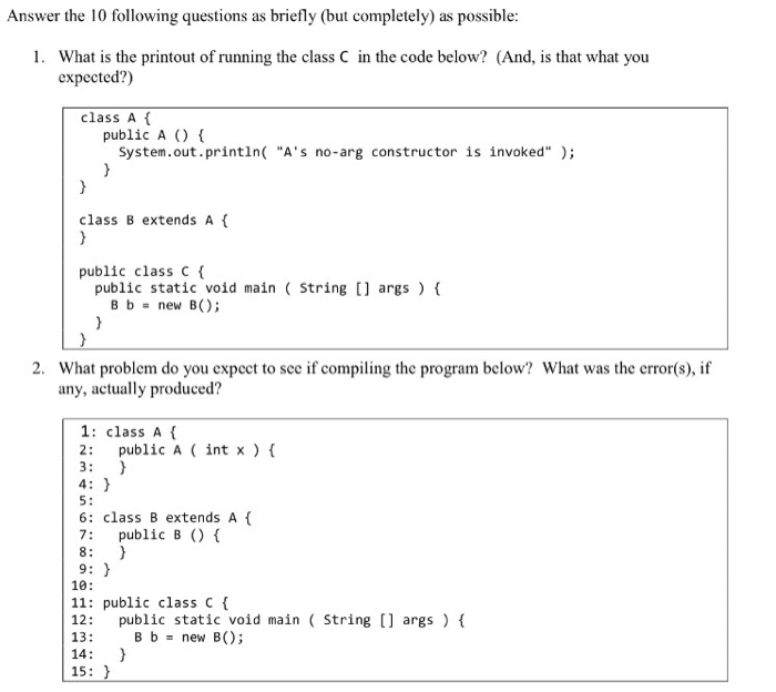 Solved Answer the 10 following questions as briefly (but | Chegg.com