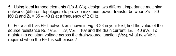 Solved 5. Using ideal lumped elements (L's & C's), design | Chegg.com