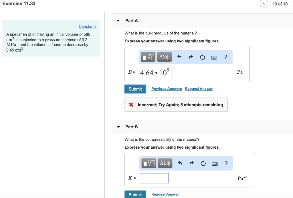 Solved Exercise 11.33 10 of 10 Part A Constants What is the | Chegg.com