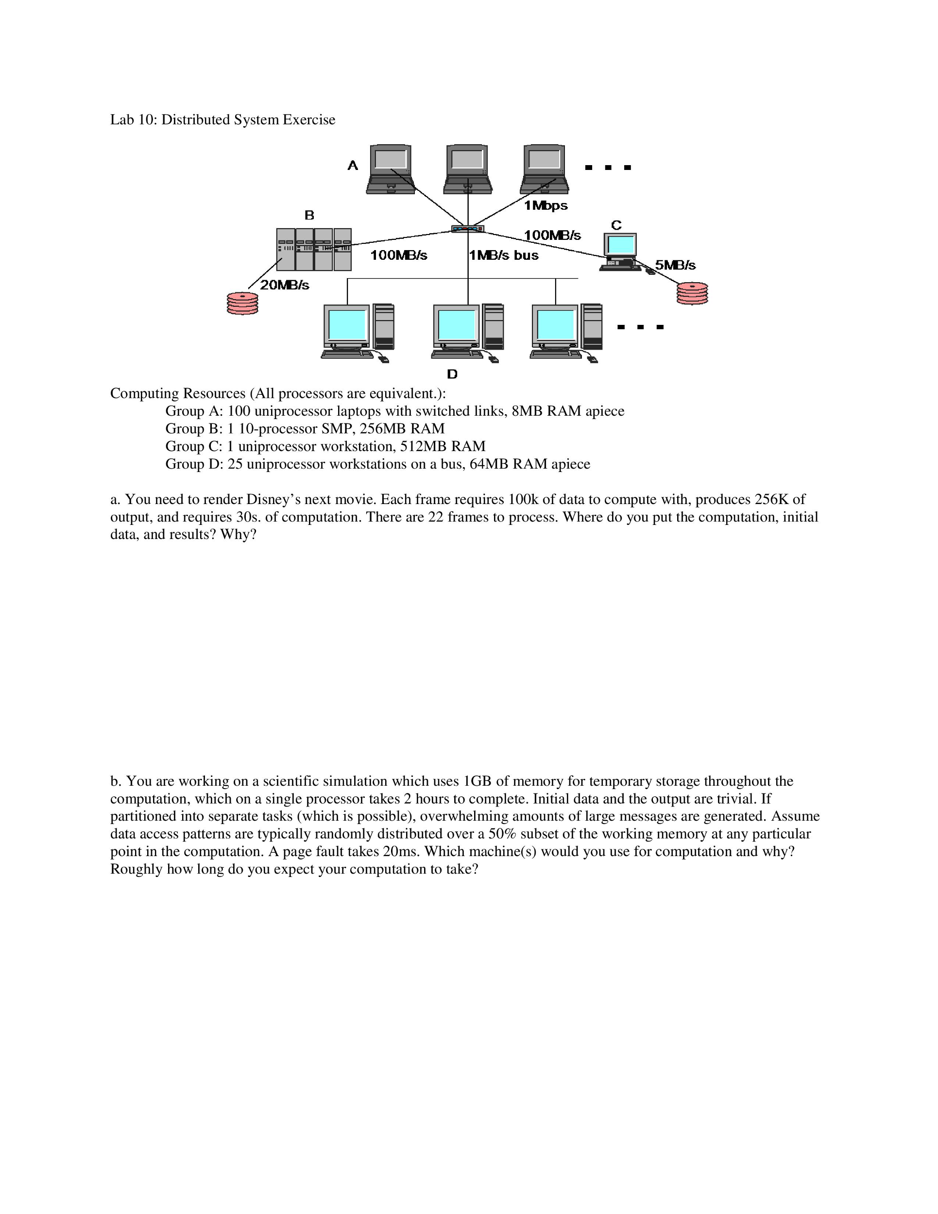 Distributed System Exercise Computing Resources (All | Chegg.com