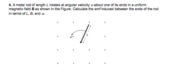 Solved 4, A metal rod of length L rotates at angular | Chegg.com