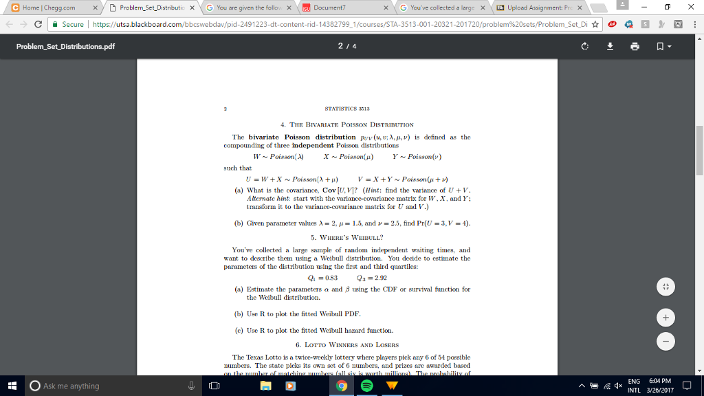 Solved The Bivariate Poisson Distribution P Uv U V Lambda