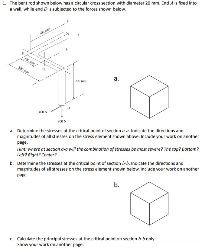 Solved The bent rod shown below has a circular cross section | Chegg.com
