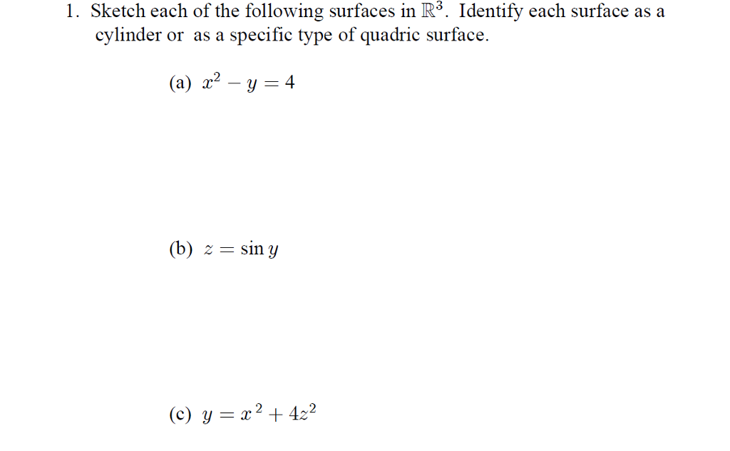 Solved 1. Sketch each of the following surfaces in R3. | Chegg.com