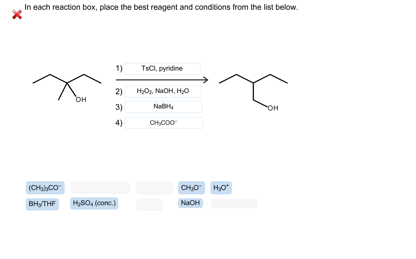 Solved In each reaction box, place the best reagent and | Chegg.com