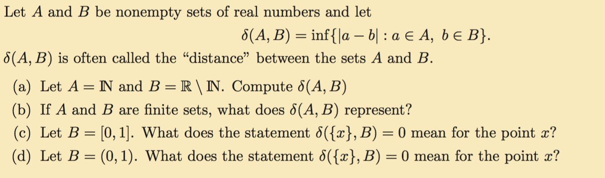 Solved Let A and B be nonempty sets of real numbers and let | Chegg.com