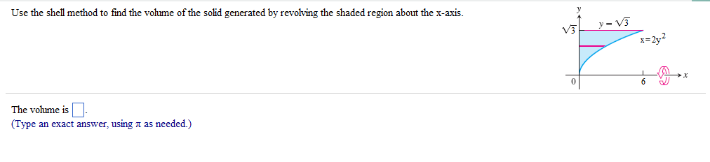 Solved Use the shell method to find the volume of the solid | Chegg.com