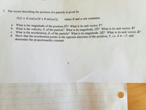 Solved The vector describing the position of a particle is | Chegg.com