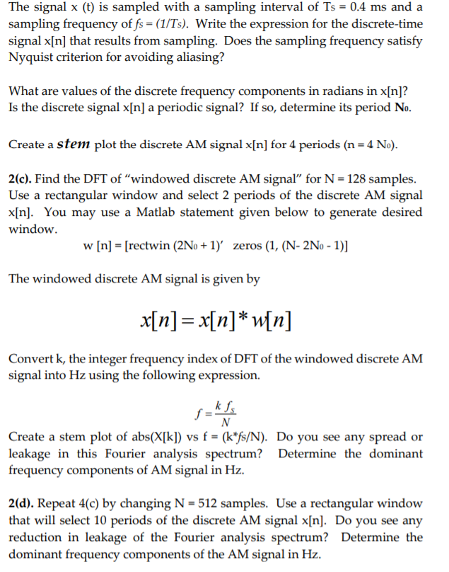 Matlab has a command rectwin (P) for generating a | Chegg.com