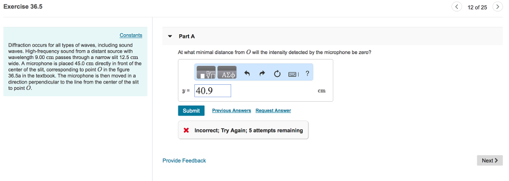 Solved Exercise 36.5 Constants Part A At what | Chegg.com