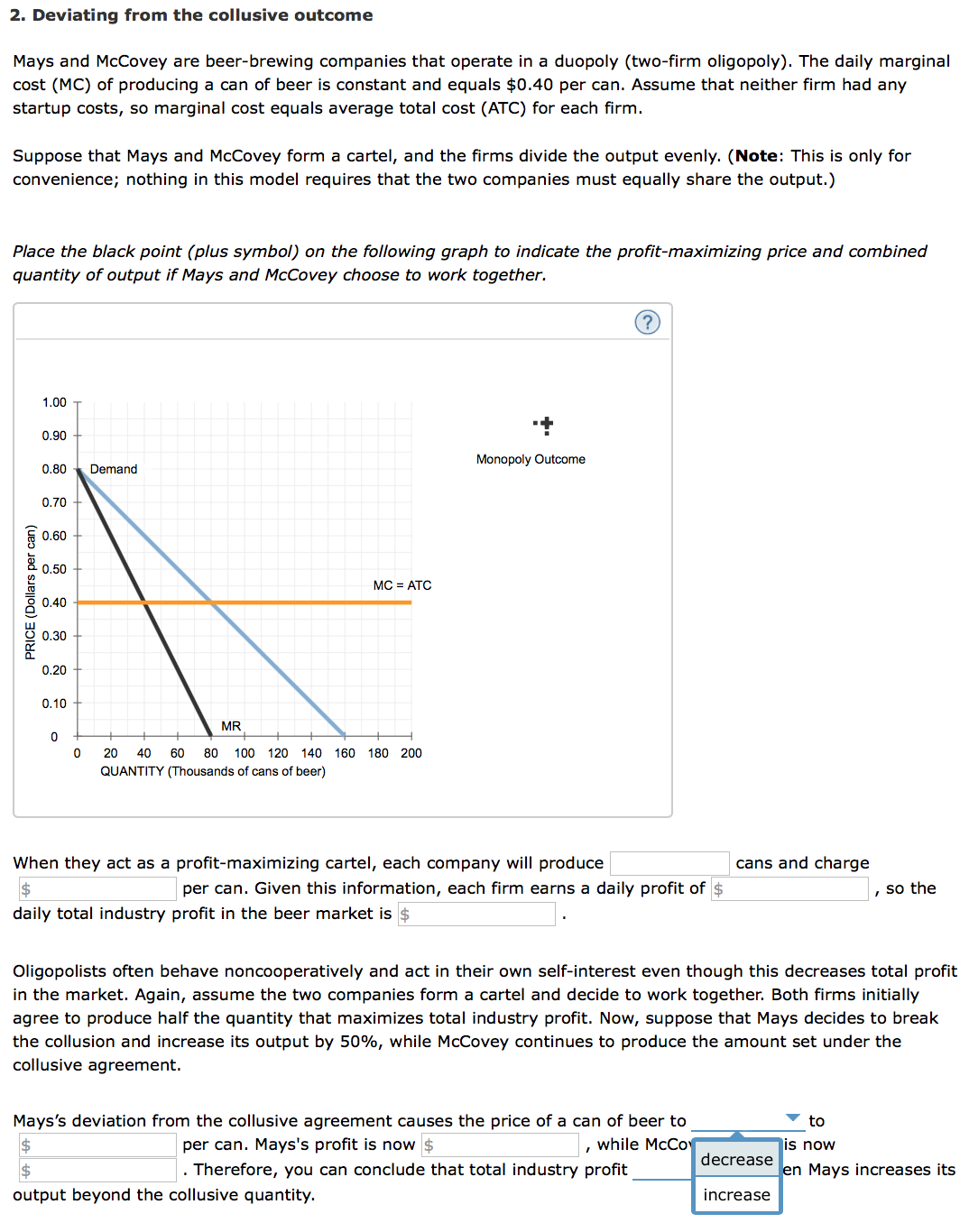Solved 2. Deviating from the collusive outcome Mays and | Chegg.com