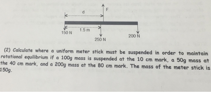Solved Calculate where a uniform meter stick must be | Chegg.com