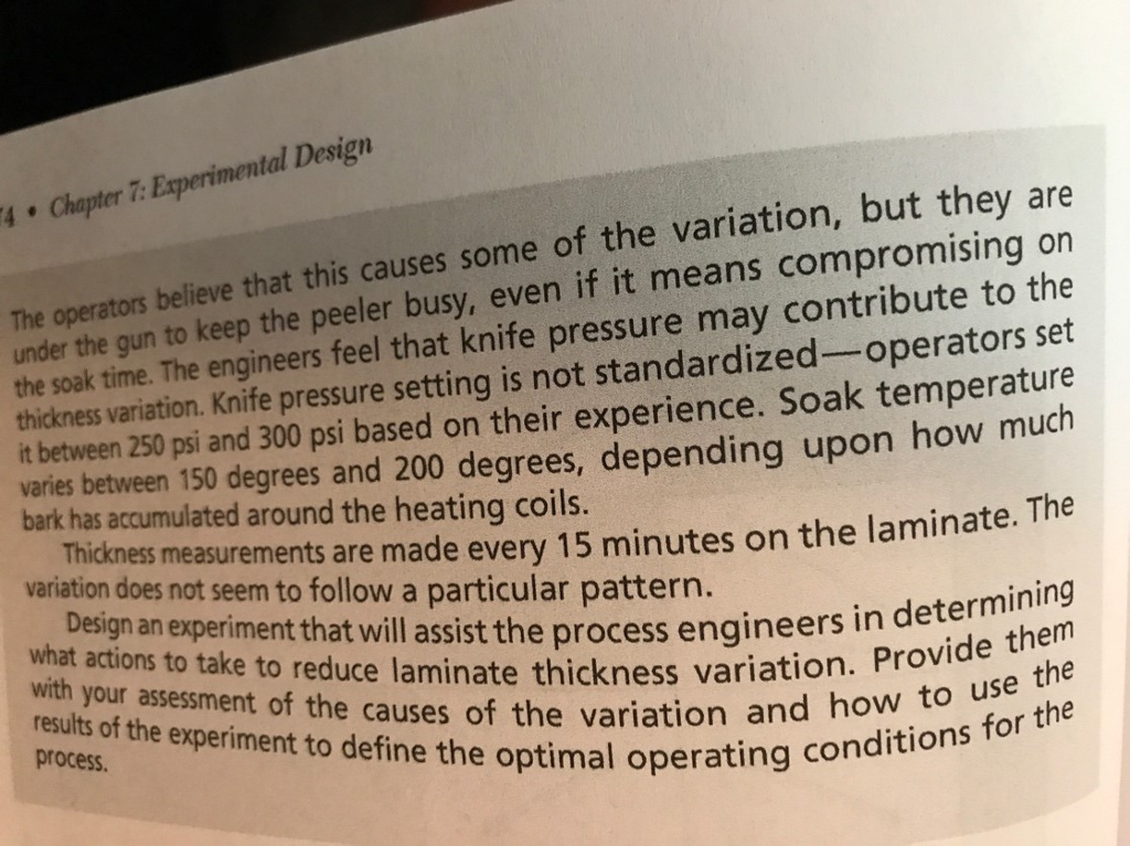 Design an experiment that will assist the process | Chegg.com