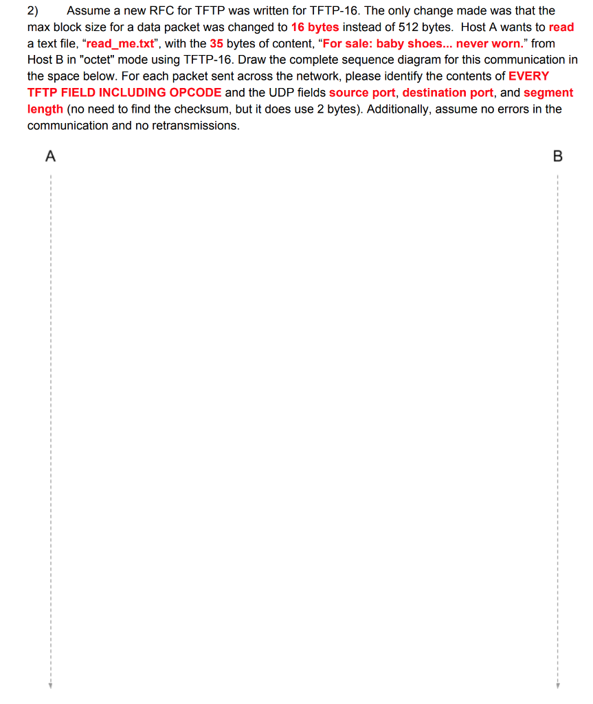 Solved 2) Assume a new RFC for TFTP was written for TFTP-16. | Chegg.com