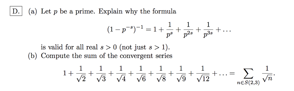 Solved D. (a) Let p be a prime. Explain why the formula 1-p | Chegg.com