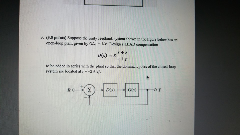 Solved 3 3 5 Points Suppose The Unity Feedback System