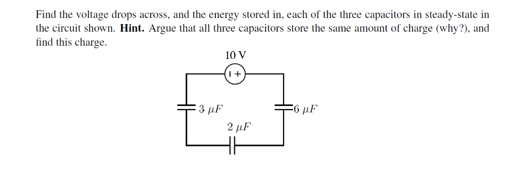 Solved Find the voltage drops across, and the energy stored | Chegg.com