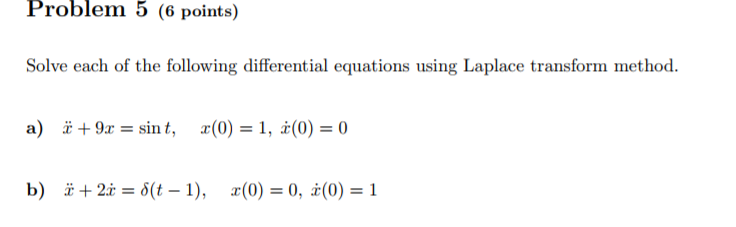 Solved Problem 5 (6 points) Solve each of the following | Chegg.com
