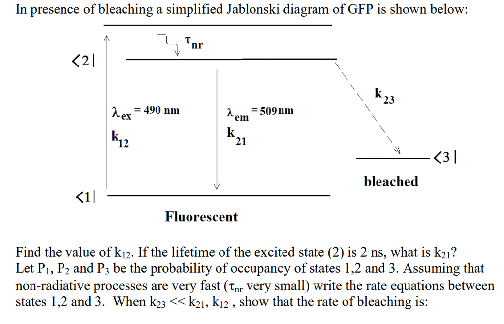 In presence of bleaching a simplified Jablonski | Chegg.com