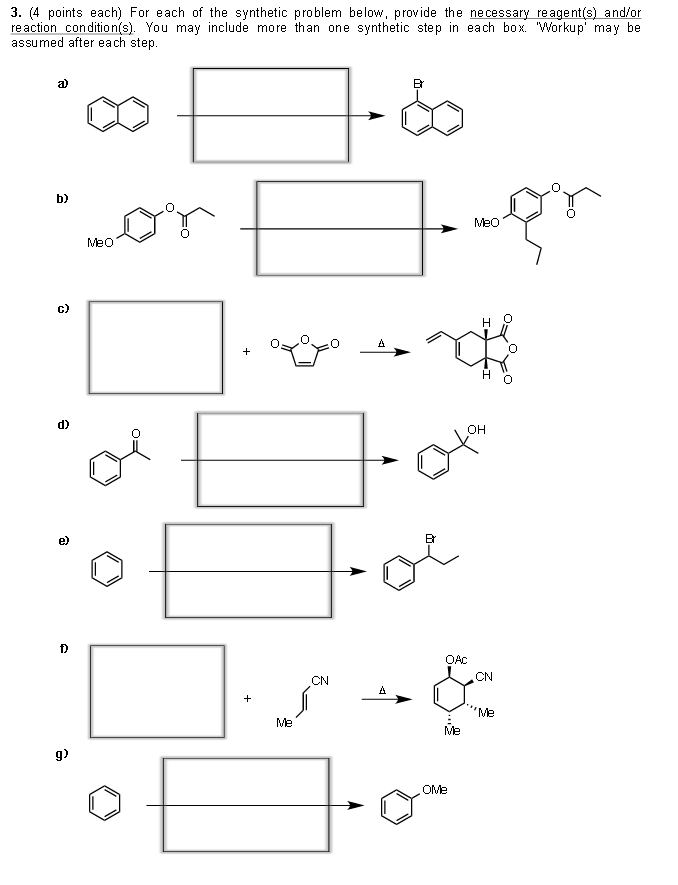 Solved For each of the synthetic problem below, provide the | Chegg.com