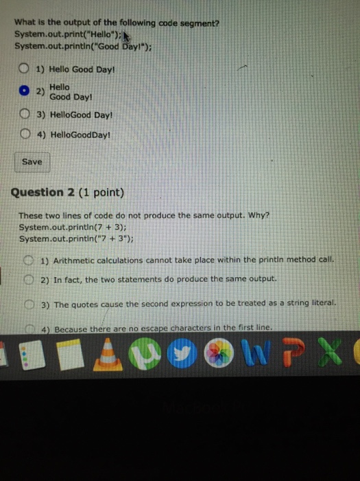 Solved What Is The Output Of The Following Code Segment 1052