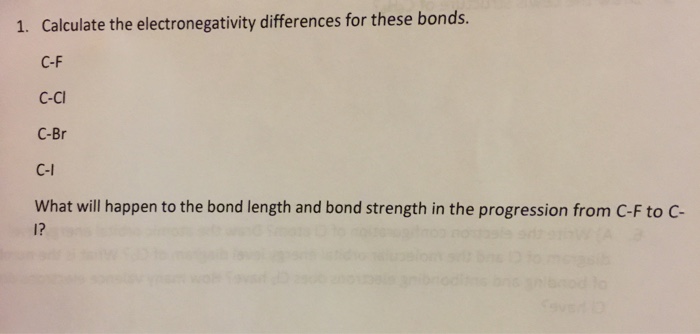 Solved Calculate the electronegativity differences for these | Chegg.com