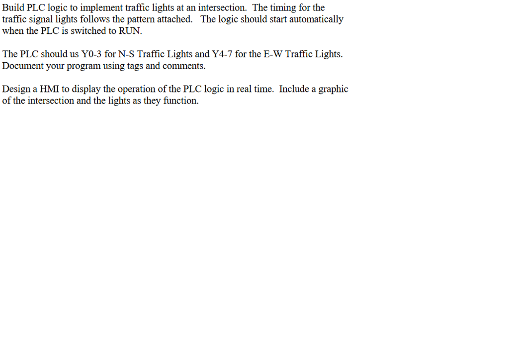 Build PLC logic to implement traffic lights at an | Chegg.com
