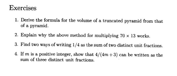 Solved Exercises 1. Derive the formula for the volume of a | Chegg.com