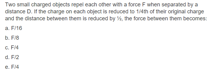 Solved Two small charged objects repel each other with a | Chegg.com