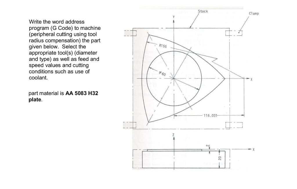Solved Stock Clamp Write the word address program (G Code) | Chegg.com