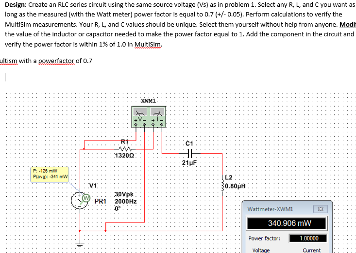 Solved Create an RLC series circuit using the same source | Chegg.com