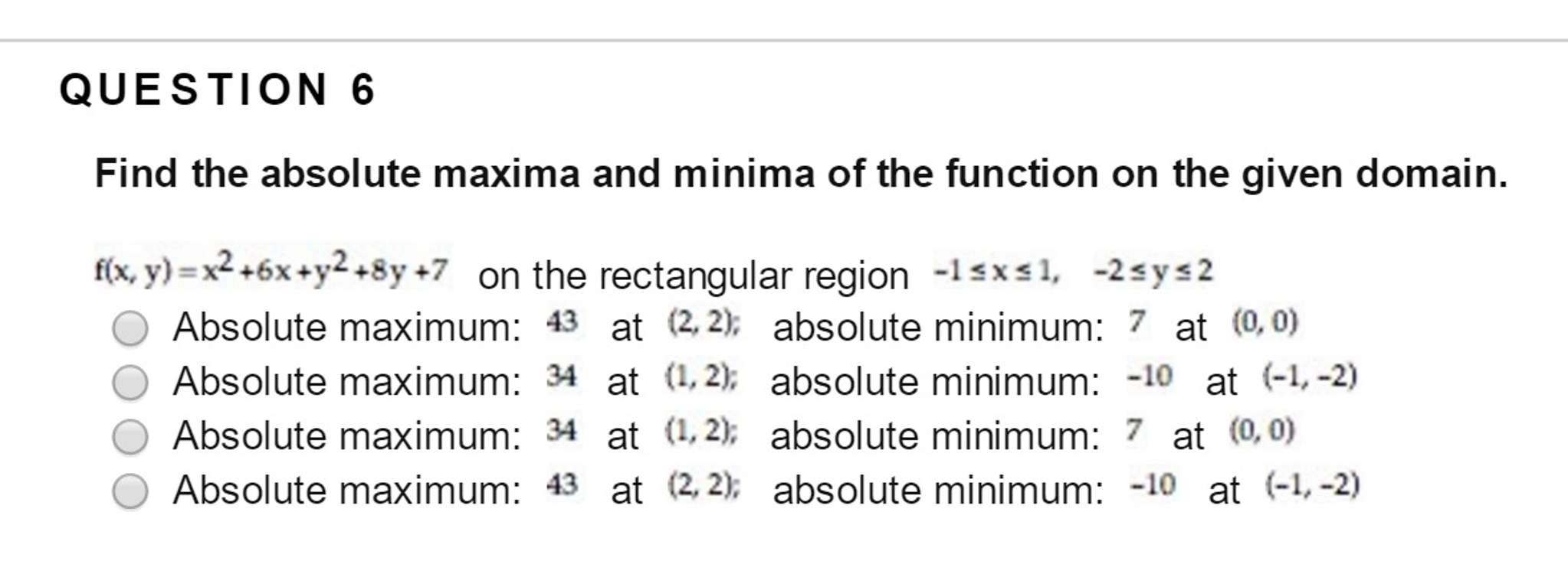 Solved Find the absolute maxima and minima of the function | Chegg.com