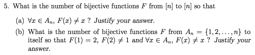 What is the number of bijective functions F from [n] | Chegg.com