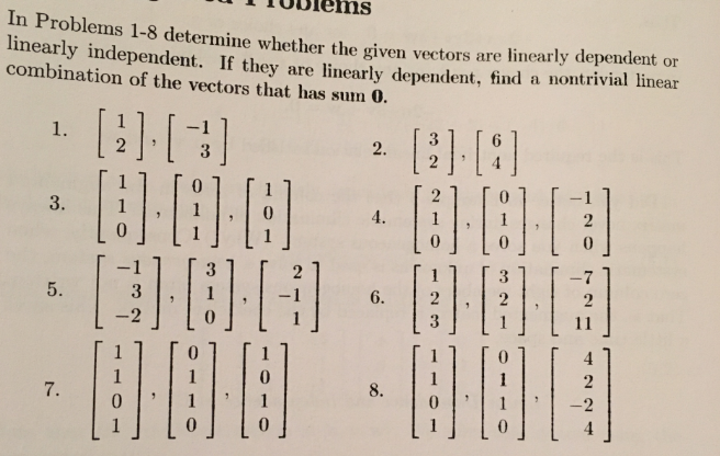 Solved Please I need help with Matrix problem in #8. In | Chegg.com
