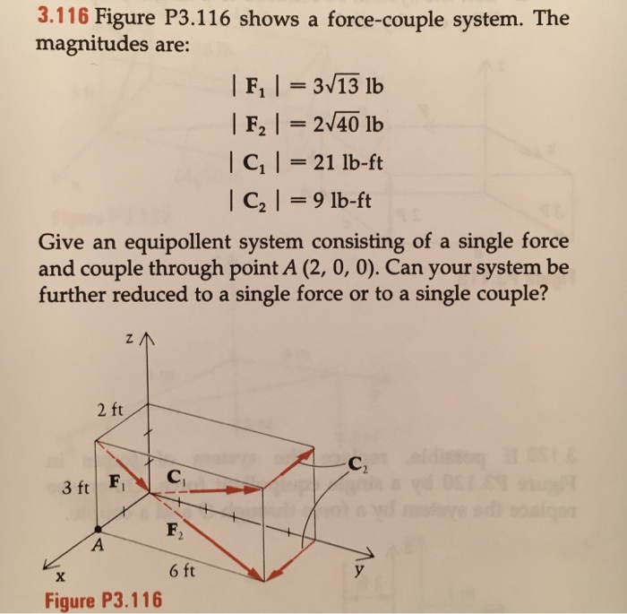 Solved Figure P3.116 shows a force-couple system. The | Chegg.com