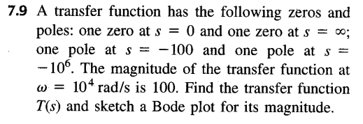 Solved A transfer function has the following zeros and | Chegg.com