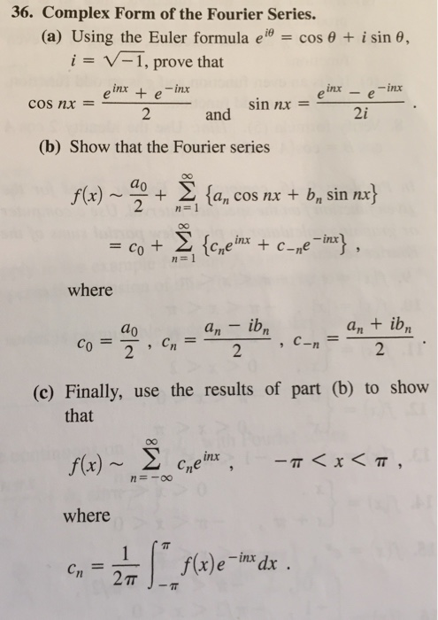 Complex form of the Fourier series Using the Euler | Chegg.com