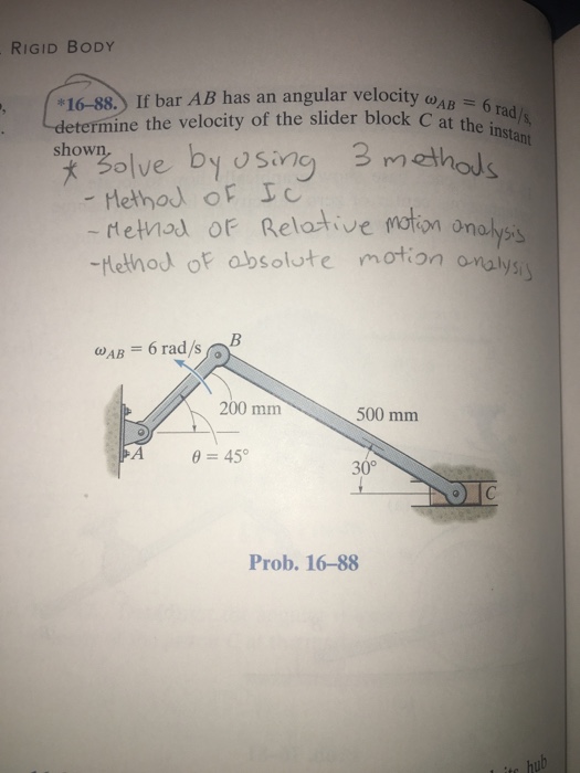 Solved If bar AB has an angular velocity omega_AB = 6 rad/s, | Chegg.com