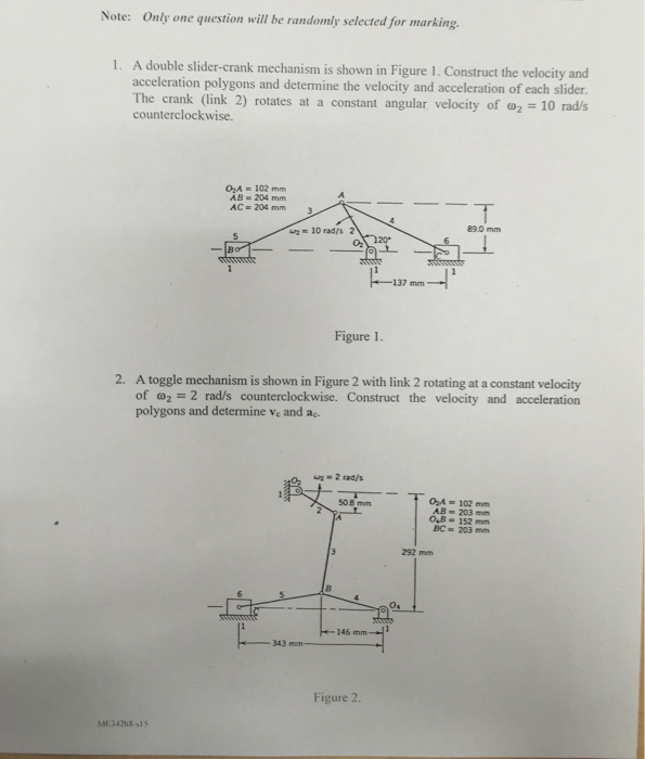 Solved A double slider-crank mechanism is shown in Figure 1. | Chegg.com